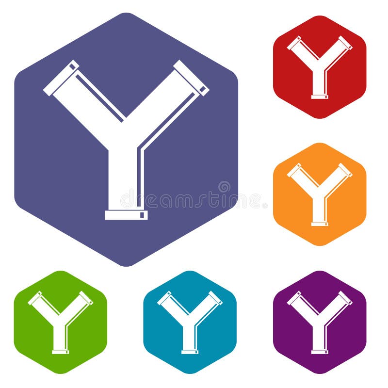 Pipe Fitting Icons Set Hexagon Stock Illustrations – 15 Pipe Fitting ...