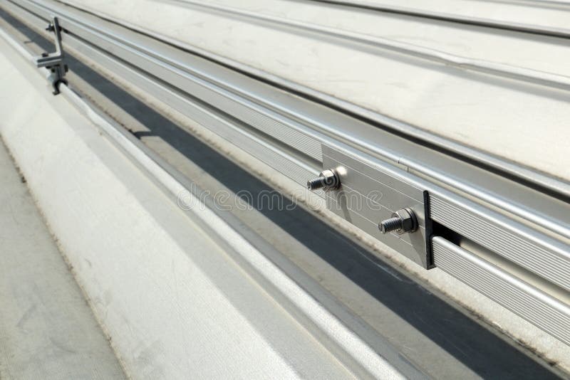 Joint Plate of Mounting Rail for Solar Panel Installation Stock Image ...