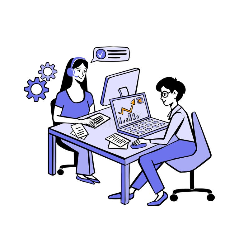 Joint Work in the Office, Cooperation Vector Flat Stock Photo - Image ...