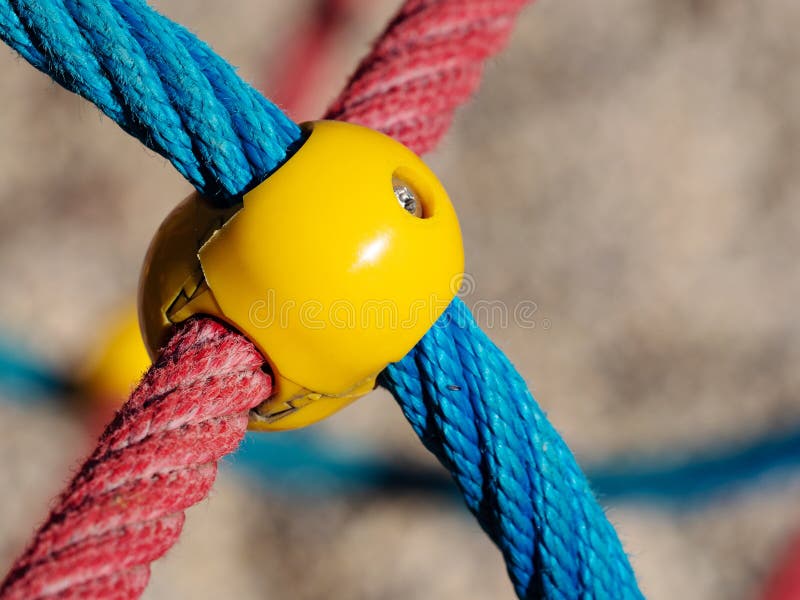 Point of Ropes in Children Spider Web, Hand Holding Rope Stock Photo ...