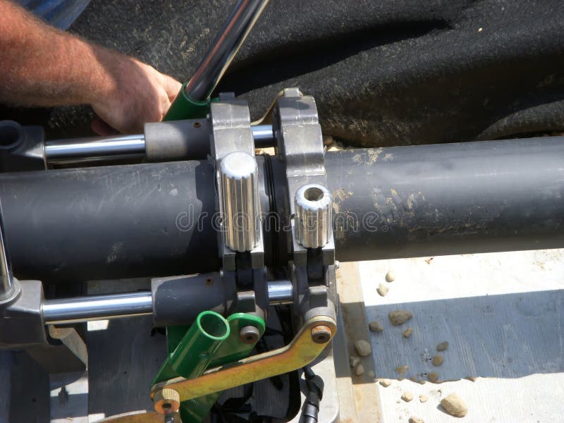 Jointing and Pressure Testing Dual Walled HDPE Plastic Pipe. Stock ...