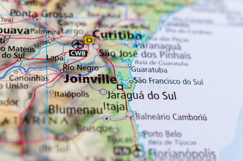 Joinville en mapa foto de archivo. Imagen de explorar - 114079040