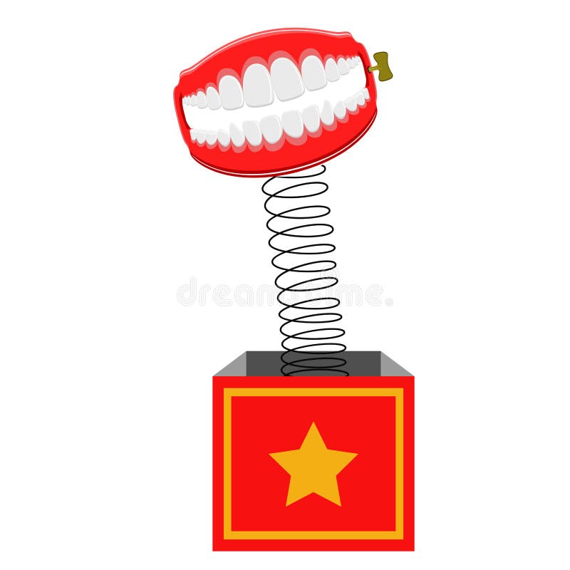 Joke box with funny teeth stock vector. Illustration of clipart - 138367580