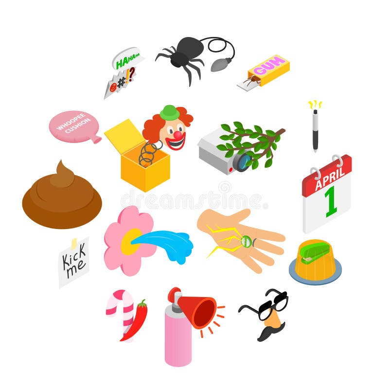 Joke icons set stock vector. Illustration of rolling - 131891921