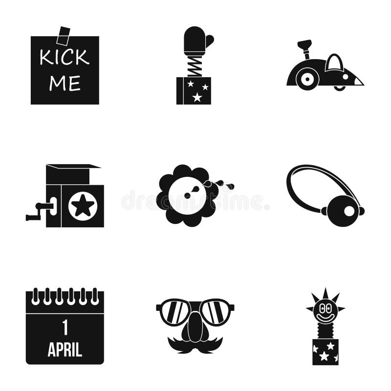Joke Icons Set, Simple Style Stock Vector - Illustration of humorous ...