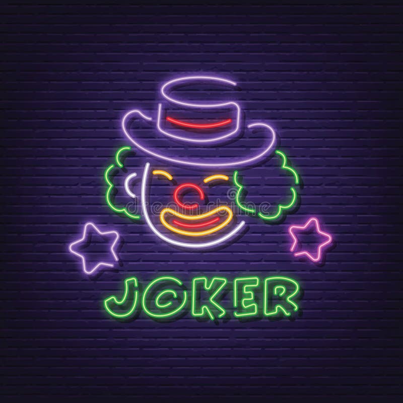 Joker neon signboard stock vector. Illustration of graphic - 162168563