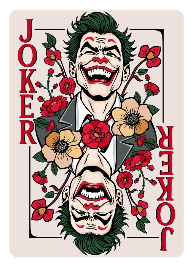 Joker playing card vector stock illustration. Illustration of symmetry ...