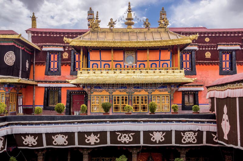 The Jokhang Temple in Lhasa, Tibet Stock Photo - Image of gold ...