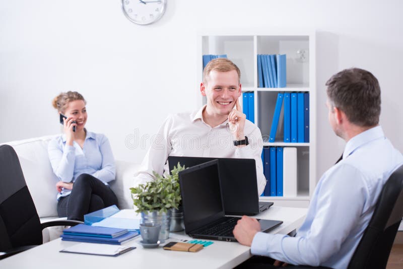 Joking in the office stock image. Image of colleagues - 59517791