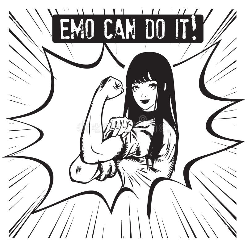 Joking Poster Emo Can Do it Stock Vector - Illustration of resembling ...