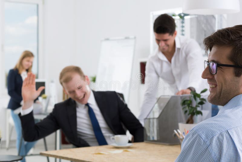 During Joking with Workmates Stock Image - Image of bright, person ...