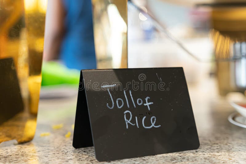 Jollof Rice Nameplate on Buffet Stand Stock Image - Image of ...