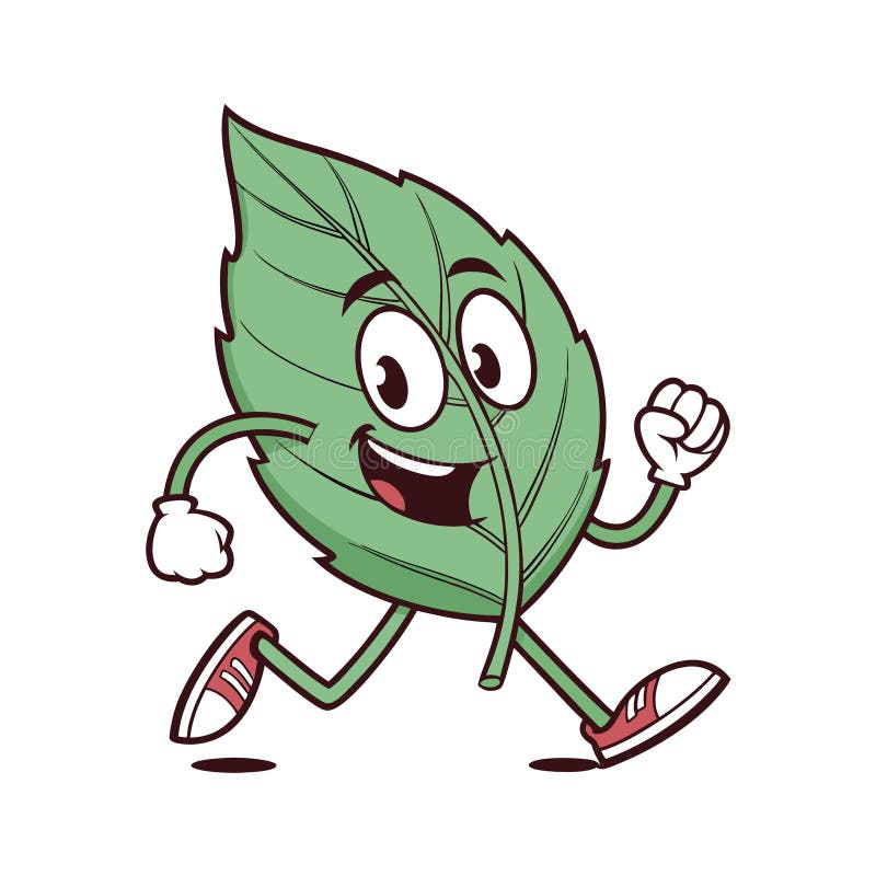 Jolly Cartoon Basil Leaf Character Stock Vector - Illustration of ...