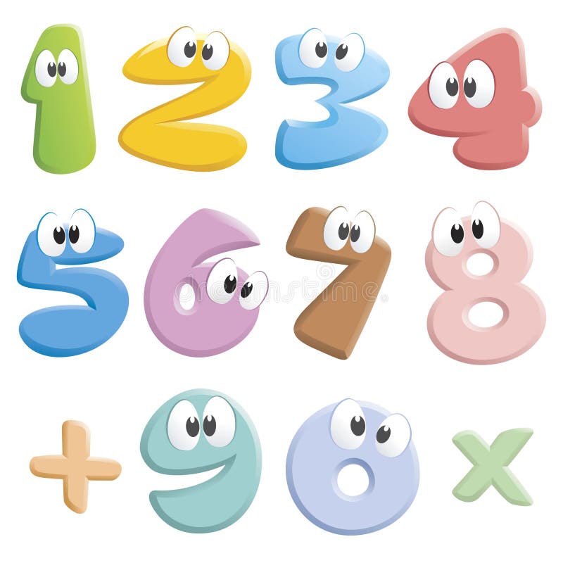 Funny Numbers Cartoon Style Stock Illustration - Illustration of ...