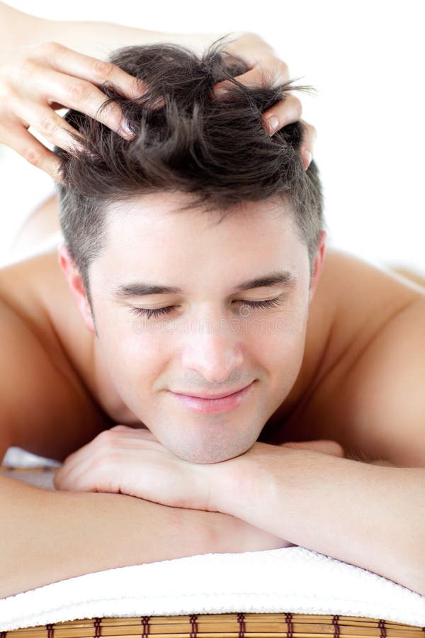 Jolly Man Receiving a Head Massage Stock Image - Image of relax, head ...
