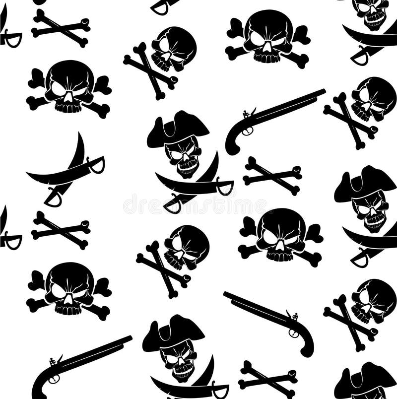 Jolly Roger Seamless Pattern Stock Vector - Illustration of drawing ...