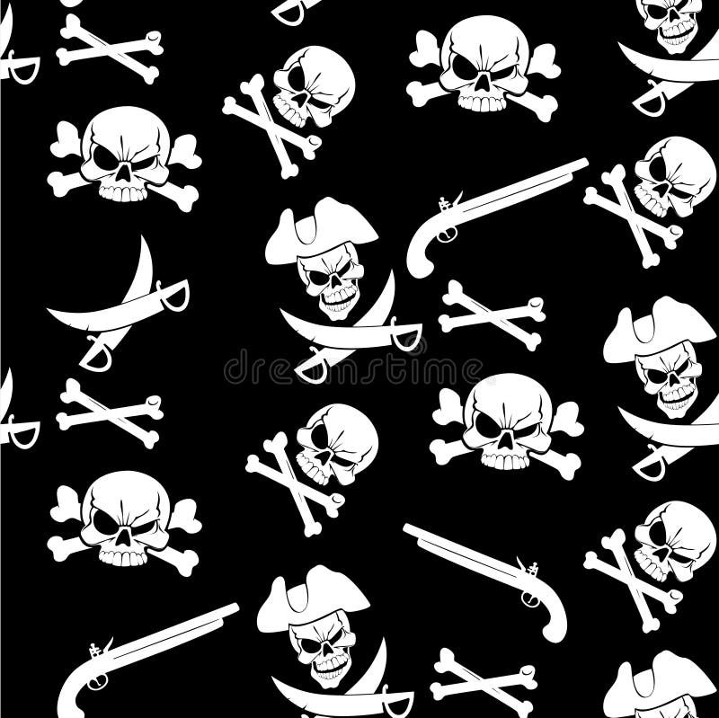 Jolly Roger Seamless Pattern Stock Vector - Illustration of thief ...