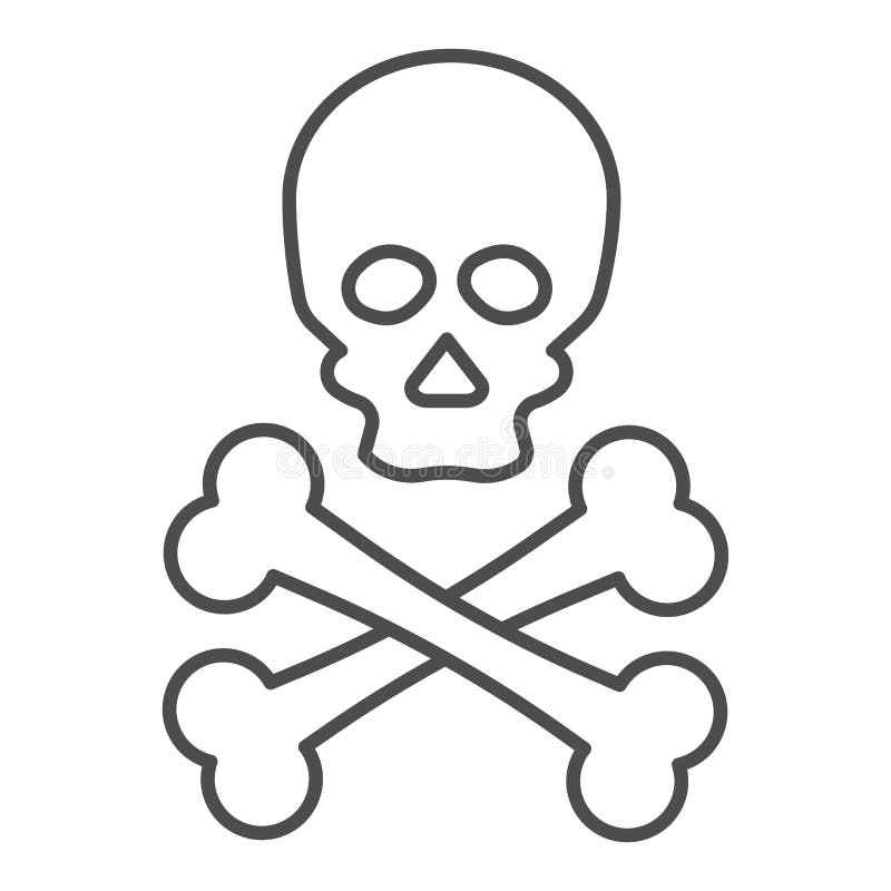 Jolly Roger Thin Line Icon. Death Warning, Skull And Crossbones Symbol ... Jolly Roger Thin Line Icon. Death Warning, Skull And Crossbones Symbol ...