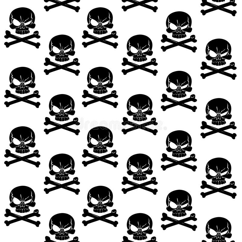 Jolly Roger on White Seamless Background Stock Vector - Illustration of ...