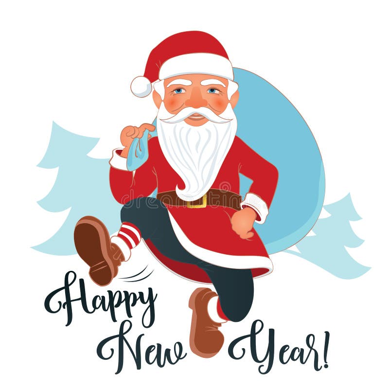 Jolly Santa Claus Delivering Christmas Presents. Stock Vector ...