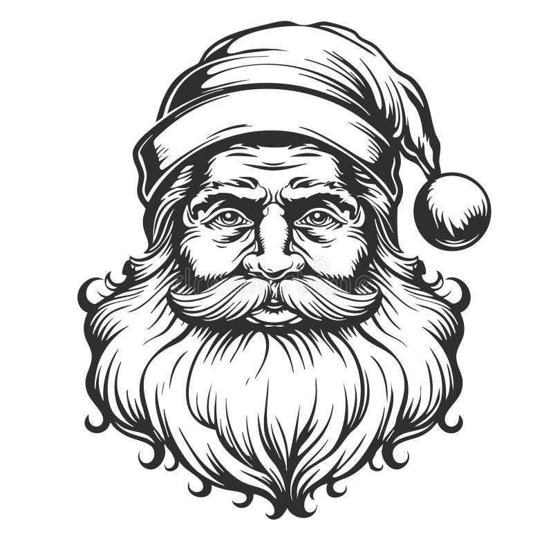 Jolly Santa Claus Face . Sketch Stock Vector - Illustration of happy ...
