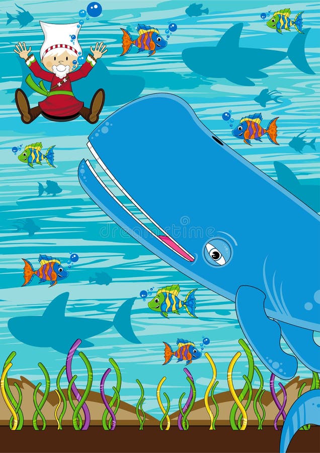 Jonah val vektor illustrationer. Illustration av tecknad - 89355587