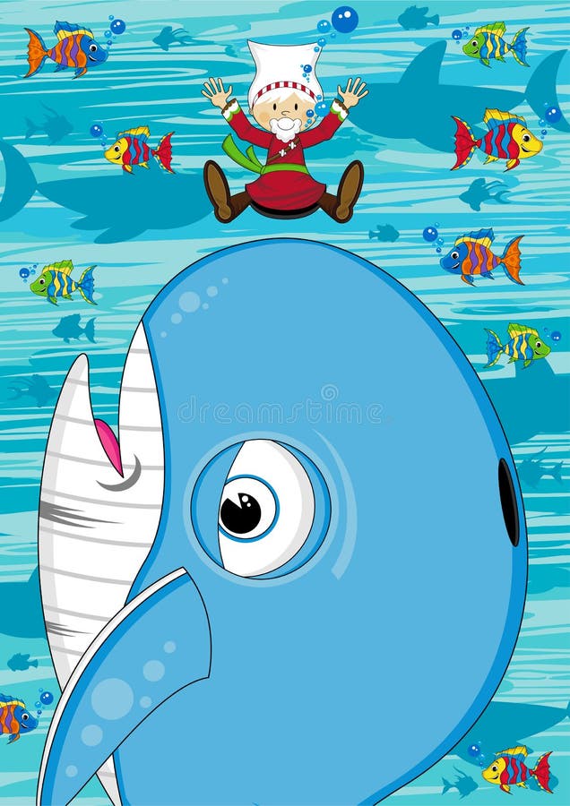 Jonah and the Whale stock vector. Illustration of underwater - 85398440