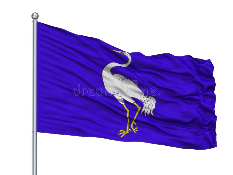 Jonava City Flag on Flagpole, Lithuania, Isolated on White Background ...