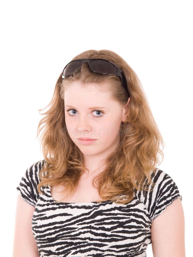 Portret Van Een Mooi Tienermeisje Dat Omhoog Kijkt Stock Foto - Image ...