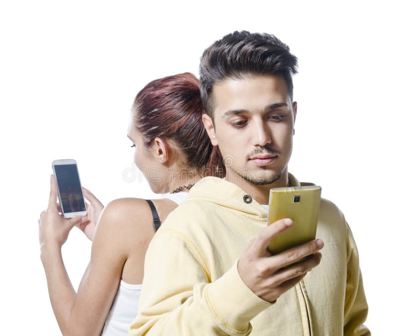 Jong Paar Met Telefoonverslaving Stock Afbeelding - Image of telefoon ...
