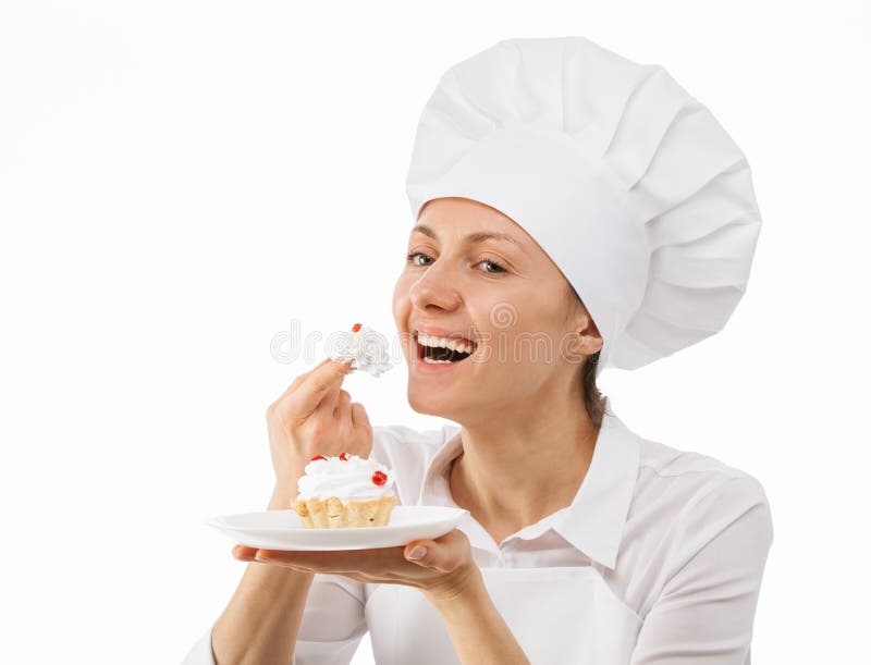 Jonge Chef-kokkok Die Een Cake Proeven Stock Afbeelding - Image of ...