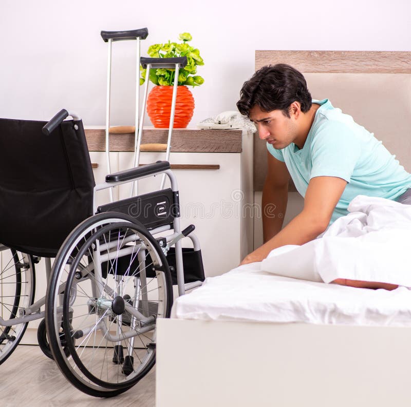 The Disabled Man Recovering at Home Stock Afbeelding - Image of ...