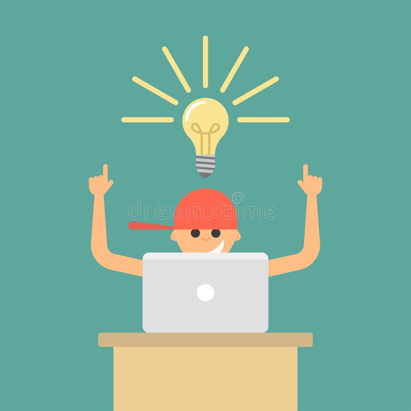 Jonge Mens Die Een Goed Idee Hebben Vector Illustratie - Illustration ...