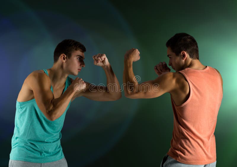 Jonge Mensen Lijf-aan-lijf Vechten Stock Afbeelding - Image of doos ...