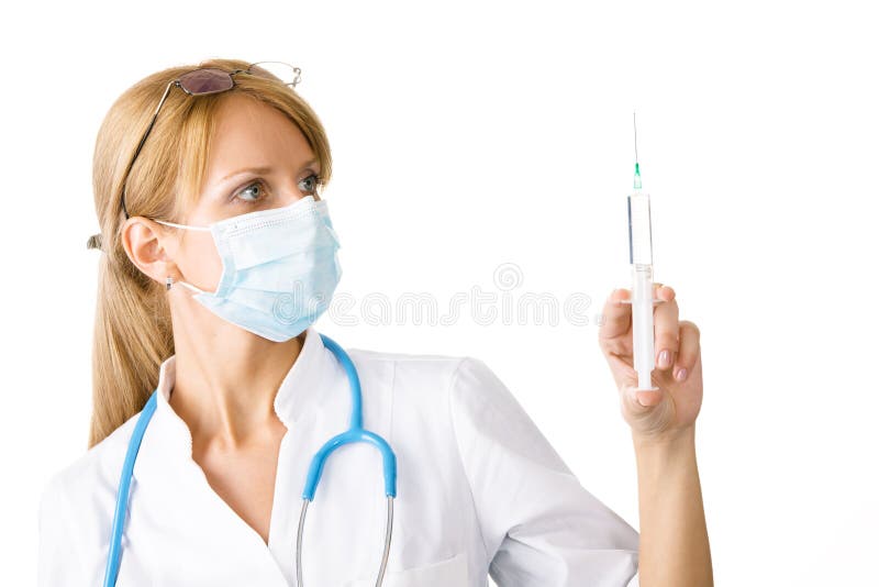 Jonge Professionele Arts Met Een Spuit Stock Afbeelding - Image of arts ...
