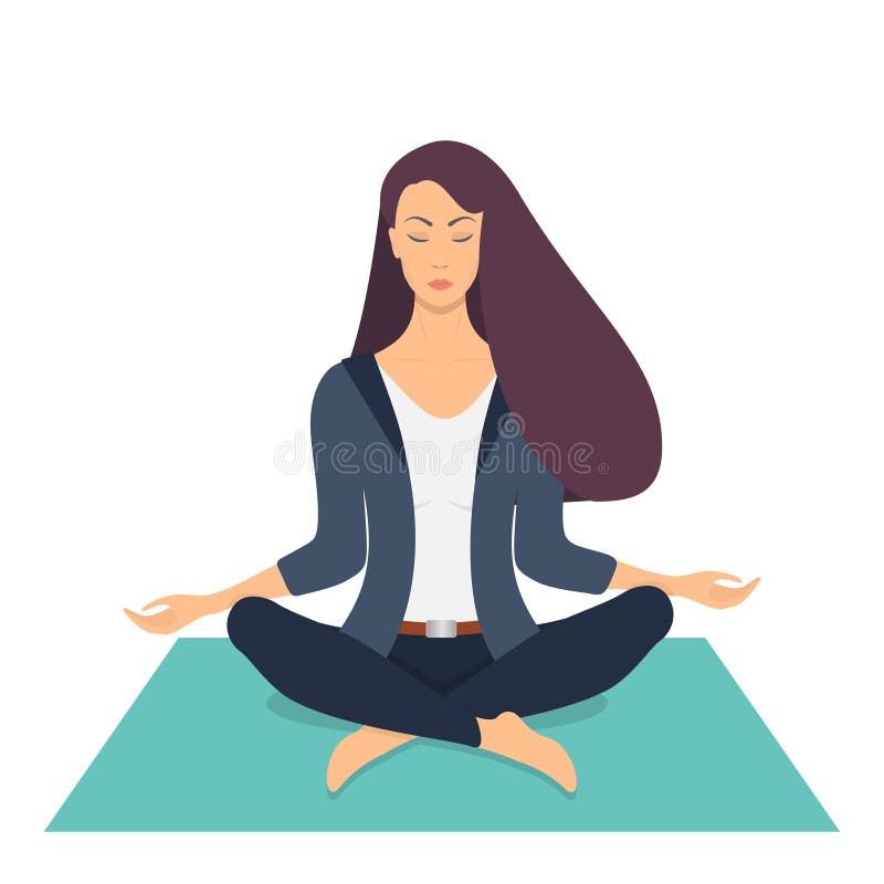 Jonge Vrouw Die Meditatie In Lotusbloem Maken Met Gesloten Ogen Stellen