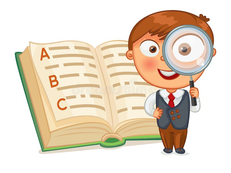 Jongen Die Door Een Vergrootglas Kijkt Vector Illustratie ...