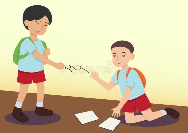 Jongen Helpt Een Ander Kind Stock Illustratie - Illustration of viel ...