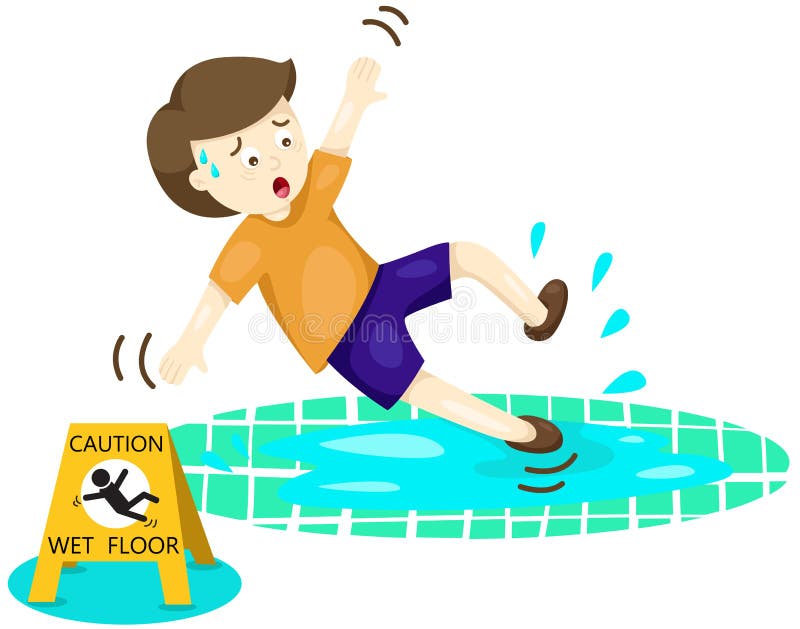 Jongen Die Op Natte Vloer Vallen Vector Illustratie - Illustration of ...