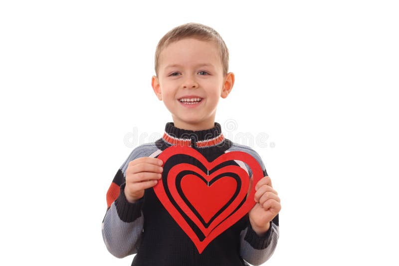 Jongen met groot hart stock afbeelding. Image of mannetje - 4023179