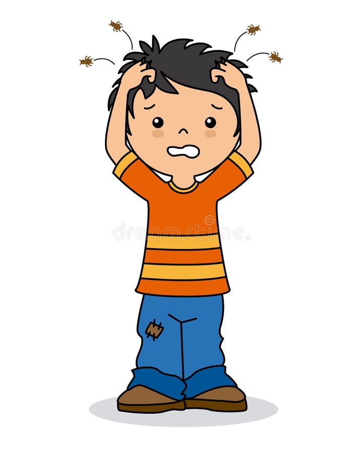 Kind Die Met Luizen Op Het Hoofd Schreeuwen Vector Illustratie ...