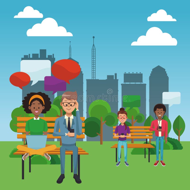 Mensen Die Op Smartphone Babbelen Vector Illustratie - Illustration of ...