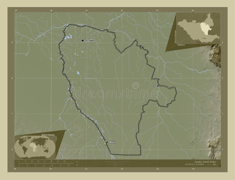 Jonglei, South Sudan. Wiki. Labelled Points of Cities Stock ...