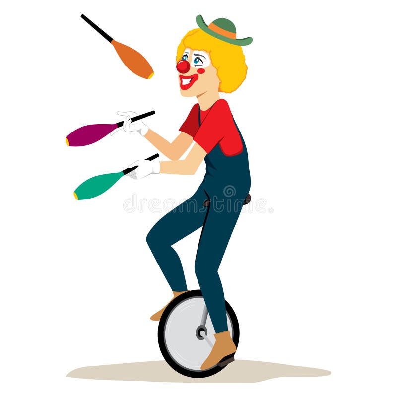 En Man Som Jonglerar Ben, Medan Cykla Vektor Illustrationer ...