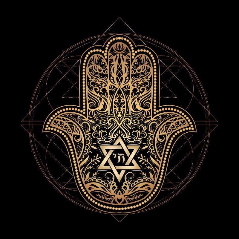 Joodse Heilige Amulet Hamsa Vector Illustratie - Illustration of amulet ...
