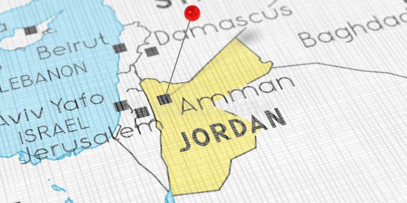 Jordan, Amman - Push Pin on Political Map Stock Illustration ...