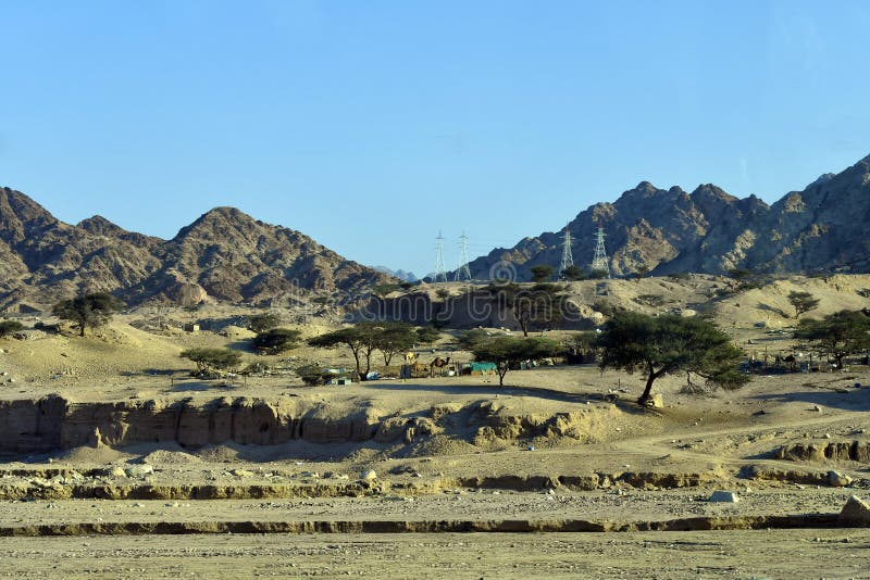 Jordan, Arid Landscape Near Aqaba Stock Photo - Image of arid, desert ...