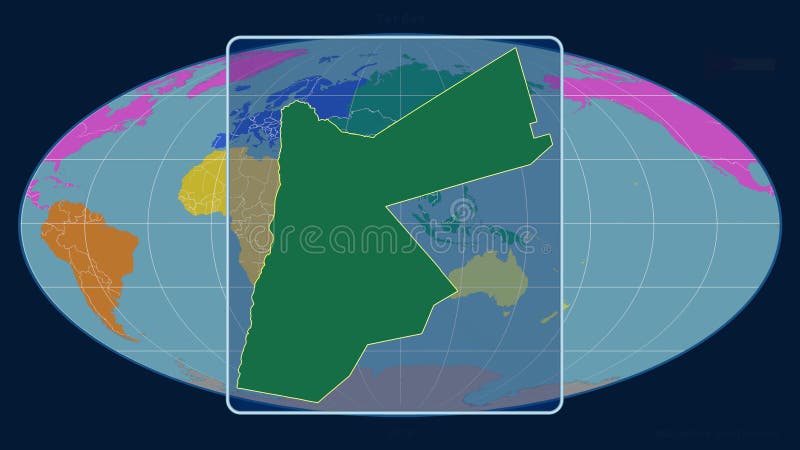 Jordan - Continents. Mollweide, Centered Stock Illustration ...