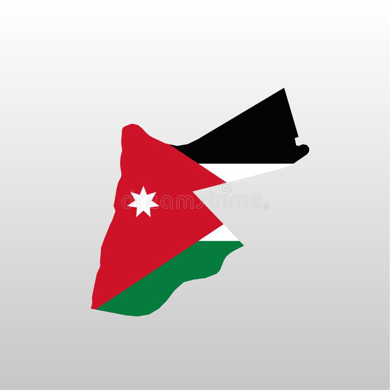 Jordan National Flag in Country Map Silhouette Stock Vector ...