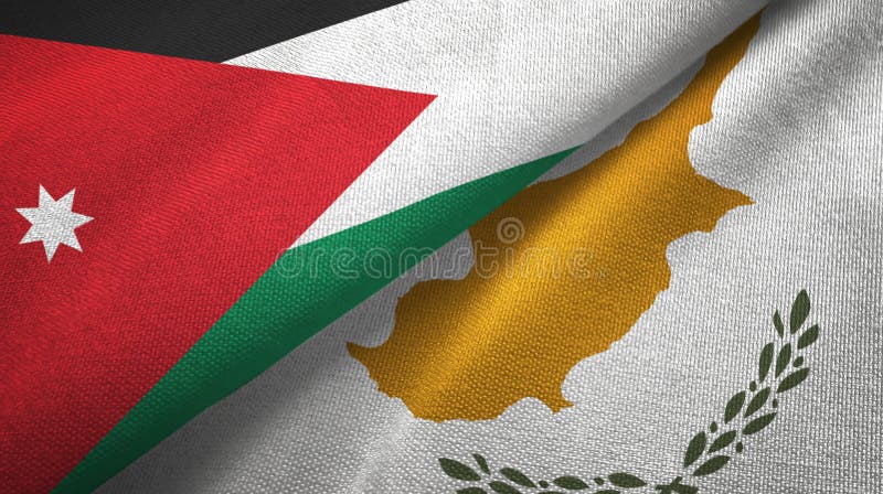 Jordan and Cyprus Two Flags Textile Cloth, Fabric Texture Stock ...
